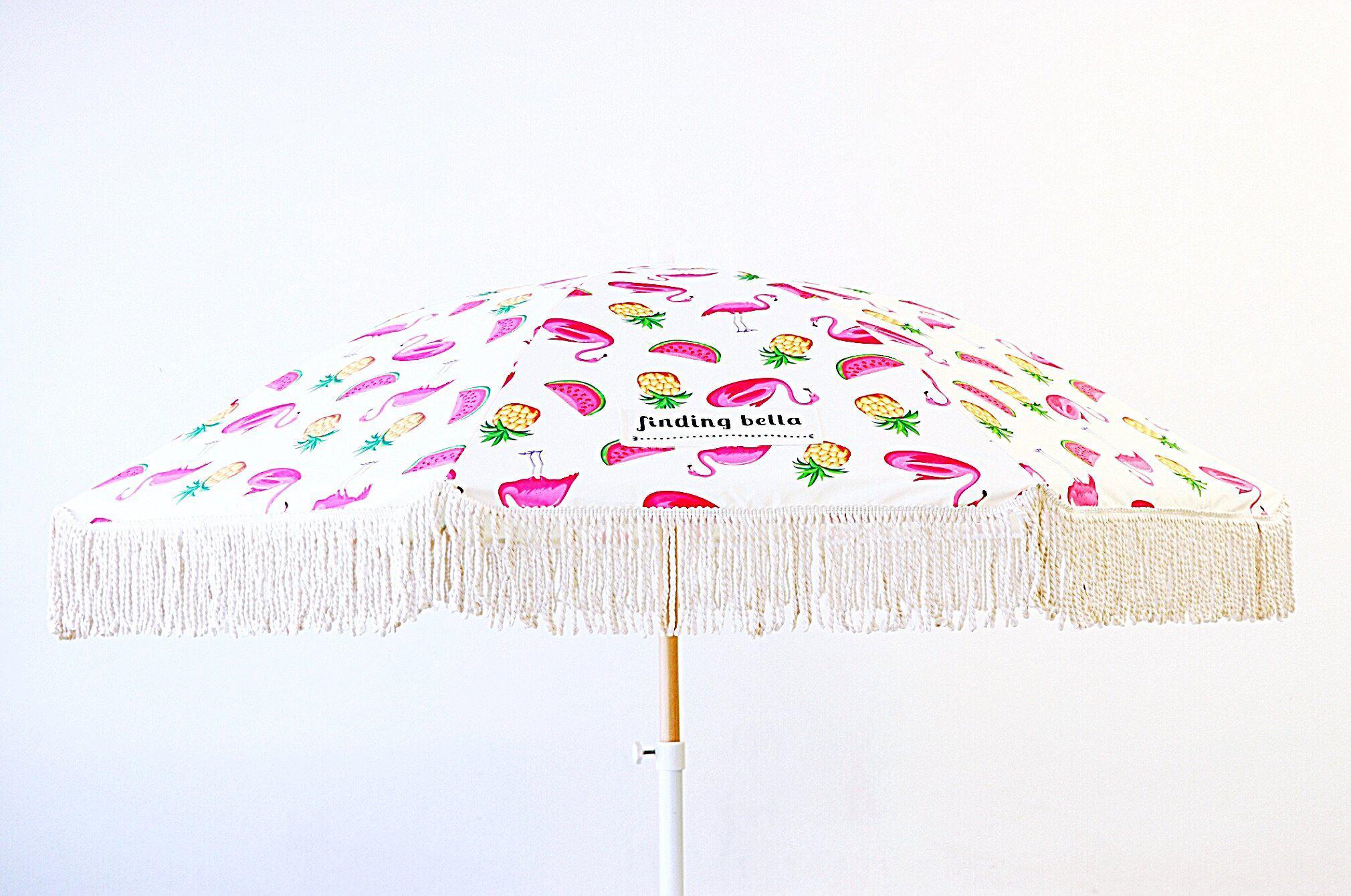 Beach Umbrella with Fringe | Italian UV Protective Fabric – Upper Notch ...